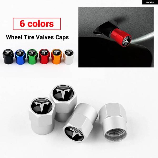 テスラ モデル3 モデルY モデルS モデルX サイバー トラック ロードスター SPACEX用 4個 車ホイール タイヤ バルブ ステムキャップ バッジ デコレーション カスタム パーツ アクセサリーHigh-concerned chem...