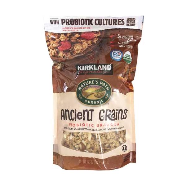 ■商品名:有機シリアル■メーカー:Kirkland■原材料名：有機オーツ麦、有機砂糖、有機大豆油、有機ホラーサン小麦、有機スペルト小麦、有機アーモンド、有機イヌリン、有機米でんぷん、有機キノア、有機アマランサス、食塩、有機糖蜜、有機シナモン...