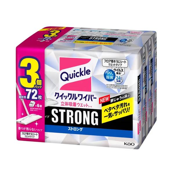 キッチン床の油汚れや、ダイニング床の食べこぼしの汚れをゴシゴシしないで拭きとれる強力タイプのウエットシート。ベタベタ汚れに強い洗浄液採用し、フロア用クイックル史上最強のふき取り力※１。99％除菌※2・99％ウイルス除去※2＊・消臭も。※１　...