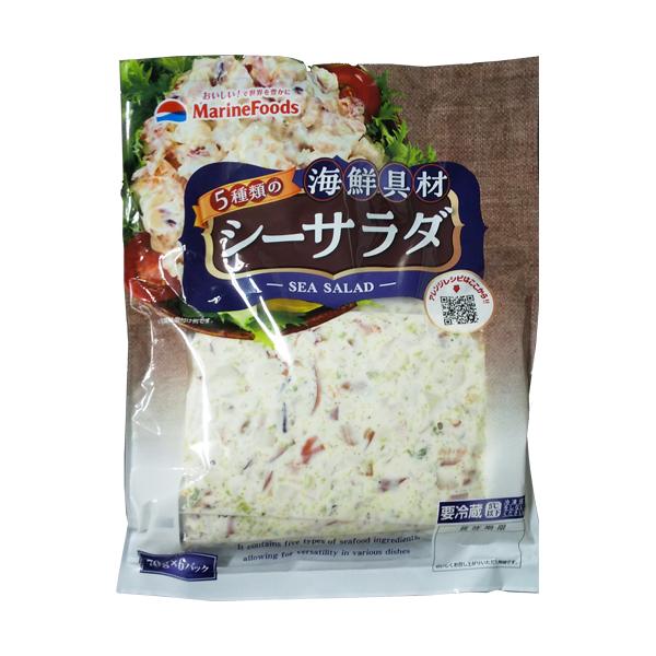 5種類の海鮮具材！いか、カナダホッキ貝、クロミル貝、魚卵、海藻をマヨネーズ風調味料であえました。5種類の海鮮具材を楽しめます。■名称:そうざい■原材料名:半固体状ドレッシング（国内製造）、いか、カナダホッキ貝、クロミル貝、数の子、糖類混合品...