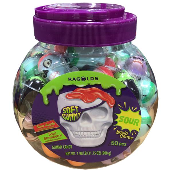 ラゴールズのおいしく不気味なお菓子！ユニークなドクロの形をした容器に入っており、ハロウィーンパーティーやお祭りを楽しむのに適しています。サワーアップル、サワーストロベリー味。■名称:グミキャンディー■内容量:900g■原材料名:ぶどう糖シロ...