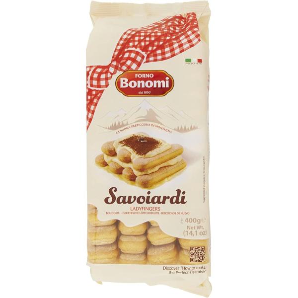 イタリアヴェネト州トレビゾが発祥と言われているティラミスに使われることで有名なイタリアのフィンガービスケットです。 「サヴォイアルディ」とはイタリア語で「サヴォイアのビスケット」という意味です。 表面に砂糖がまぶしてあり、そのまま食べたり、...