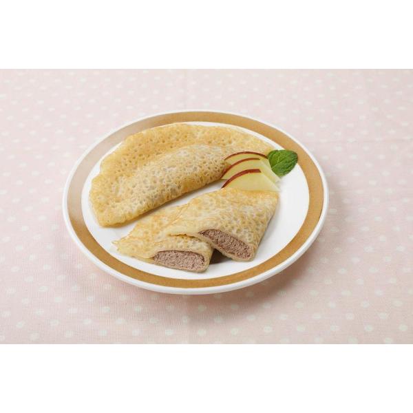 しっとりとしたクレープ生地でふわっと口溶けの良いチョコクリームを包みました。自然解凍で冷たいうちにお召し上がりください。室温（約25℃）で１個の場合は約２０分