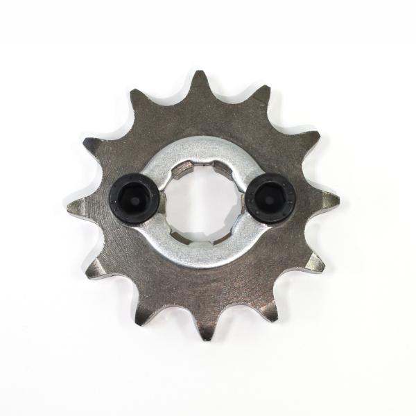 1速と2速が離れているCRF125Fで純正より１T落としの12丁のフロントスプロケットを使用する事でハードエンドューロなどの場面でも2速、3速を幅広い場面で使用する事が可能になります。チェーンリンク数もそのままで装着可能です。フィキシングプ...