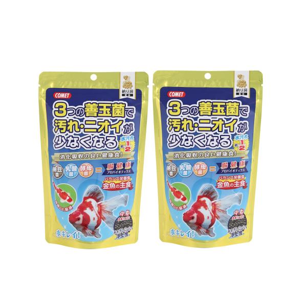 善玉菌の力でニオイ・汚れを減らします。納豆菌により消化吸収を助け、排泄物の分解力も向上し、更に継続的に与えると飼育水の嫌な臭いを軽減します。健康に育つビタミン配合のバランスフードで、浮上性の中粒です。【原材料】フィッシュミール、オキアミミー...