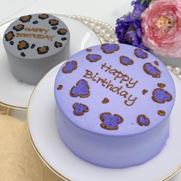■豹柄センイルケーキ 6号お好きな色とメッセージでお作りします♪誕生日や記念日などのお祝いにおすすめのかわいいケーキです♪お好きなメッセージを20文字以内（漢字不可）でお入れいたします。中には甘酸っぱいいちごジャムがサンドしてあります。※商...