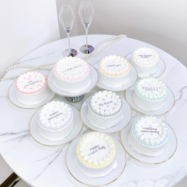 ■パステルドットセンイルケーキ　6号お好きな色とメッセージでお作りします♪誕生日や記念日などのお祝いにおすすめのかわいいケーキです♪ご希望のメッセージを20文字以内（漢字不可）でお入れできます。※ケーキの中には、甘酸っぱいいちごジャムがサン...