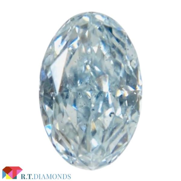 宝石名： ダイヤモンド（天然）シェイプ：OVカラット：0.42ctカラー：FANCY LIGHT BLUE＊クラリティ：I1色の起源：UNDETERMINED＊蛍光性：MEDIUM BLUEピース：1pサイズ：6.28×4.11×2.32m...