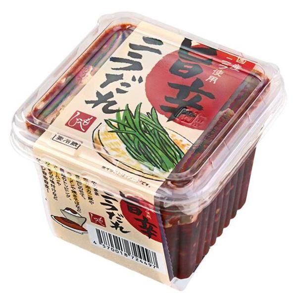 商品名 旨辛ニラだれ内容 230gｘ1国産ニラをたっぷり使用した旨辛味のやみつき万能だれ。ご飯や麺のトッピング、料理の味付け等、使い方自由自在！原材料名 しょうゆ、にら（国産）、還元みずあめ、にんにく、唐辛子、ごま／調味料（アミノ酸）、（一...