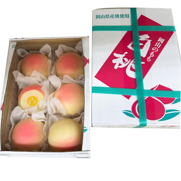 商品名 岡山のもも饅頭内容 6個入りｘ１岡山県産ジャム入りのもも饅頭、ジャムの周りを白あんで包み、さらに米粉入りのほろっとした生地で包み上げています。ころんと並ぶ姿や色合いはあたかも本物の桃のよう。岡山の贈答やおみやげとして人気があります。...