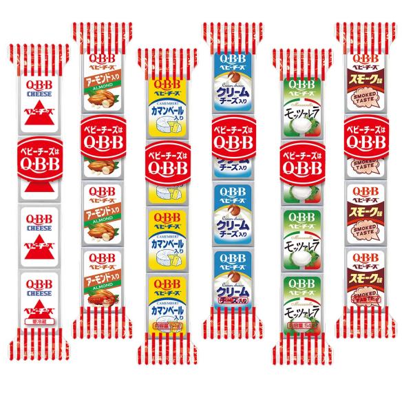 商品名 QBBベビーチー人気6種セット内容 4個入り各1袋（ プレーン アーモンド カマンベール クリームチーズ モッツァレラ スモーク）厳選されたナチュラルチーズを主原料としこだわりの品質を追求したロングセラー商品です。どれもこだわりぬい...