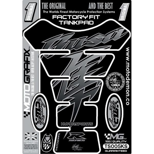 メーカー名：モトグラフィックスメーカー品番：MT-TS005KS販売備考：キャンセル不可商品です。TANK PAD SUZUKI HAYABUSA ブラック/シルバー適合情報：スズキ[SUZUKI] GSX1300R HAYABUSA [ハ...