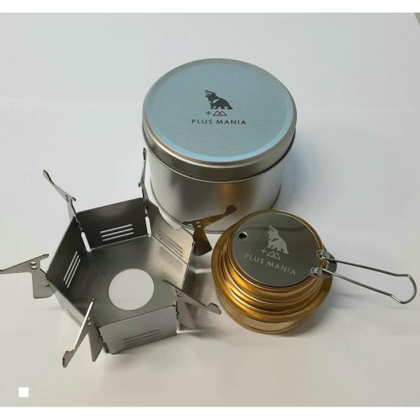 メーカー名：プラスマニアメーカー品番：4580710640582アルコールストーブ用ゴトクのal+roIIIとアルコールストーブがセットになりました。丸メスティンにも収納できます。販売備考：アルコールストーブとゴトクal+roIIIがセット...