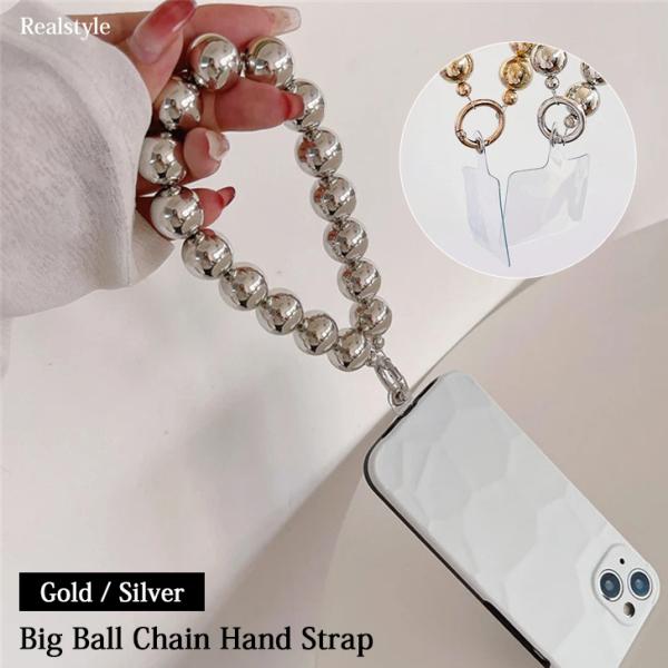 ビッグボールチェーンが目を惹くハンドストラップ全機種対応のスマホ用クリアホルダーをケースに挟むだけ！スマホの落下・紛失防止に役立ちながら、持つだけでコーデのアクセントに◎※ケースは付属しておりませんのでご注意ください。サイズ(cm)/全長/...
