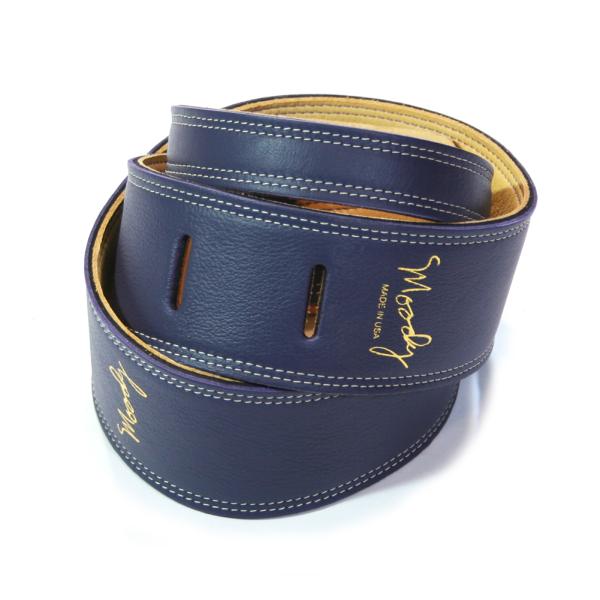 [Moody Leather] Leather Backed Guitar Strap [Standard / 2.5"] (Violet / Cream)