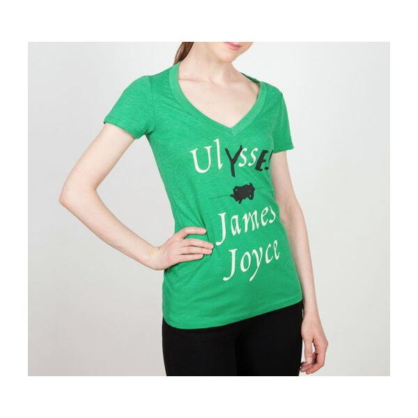 [Out of Print] James Joyce / Ulysses V-Neck Tee (Kelly Green) (Womens)