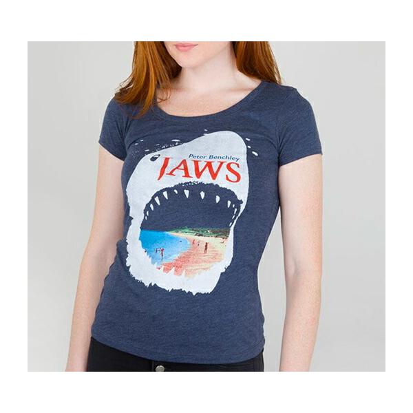 [Out of Print] Peter Benchley / Jaws Scoop Neck Tee (Vintage Navy) (Womens)