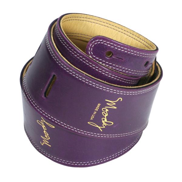 [Moody Leather] Leather Backed Guitar Strap [Standard / 2.5"] (Purple / Cream)