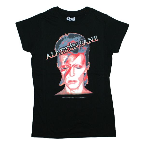 David Bowie / Aladdin Sane Womens Tee 9 (Black) - デヴィッド・ボウイ Tシャツ