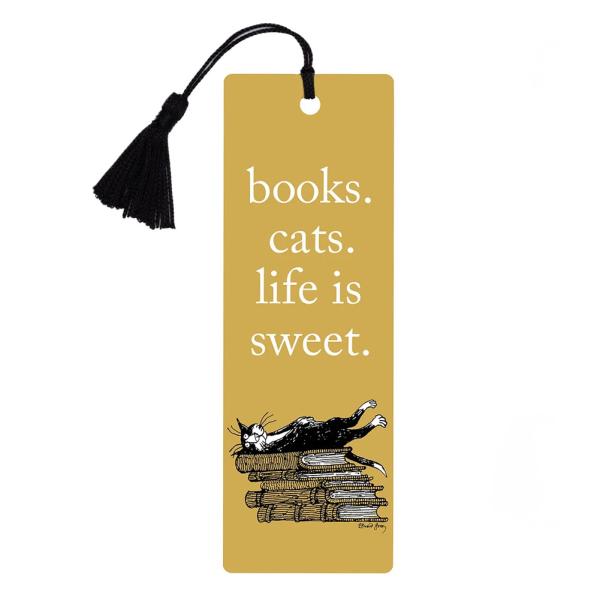 [Out of Print] Books. Cats. Life Is Sweet. Bookmark (Edward Gorey illustration)