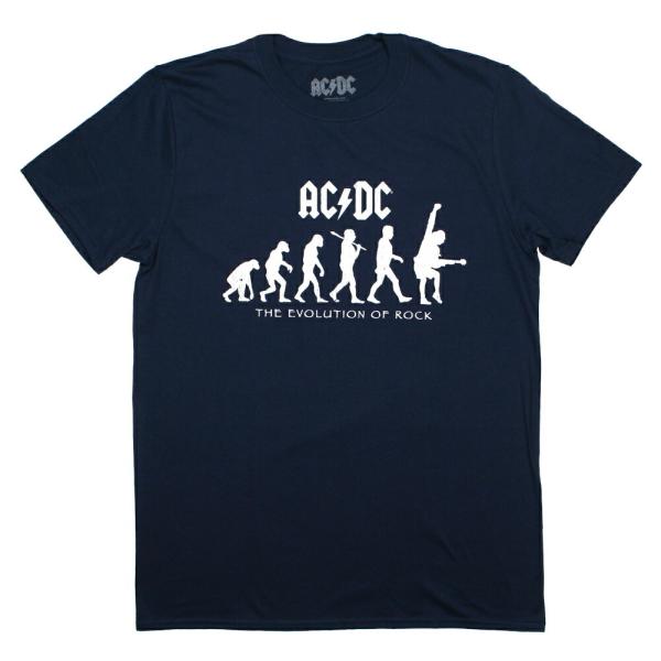 AC/DC / THE EVOLUTION OF ROCK・Cotton/Polyester・Dark Navy・Official Licensed[UNISEX]参考SIZE : 身幅 : 着丈Small : 44~49cm : 67~7...
