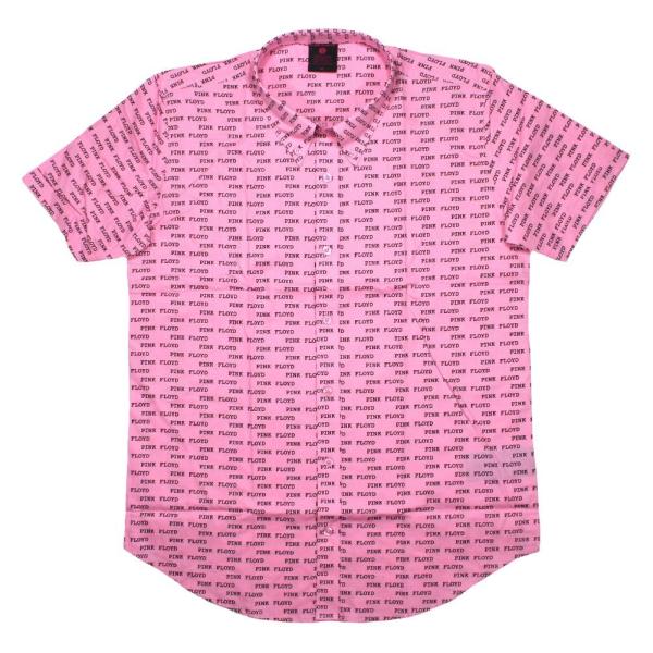 Pink Floyd / Courier Pattern Button Down Short Sleeve Shirt (Pink) - ピンク・フロイド / ボタンダウン シャツ