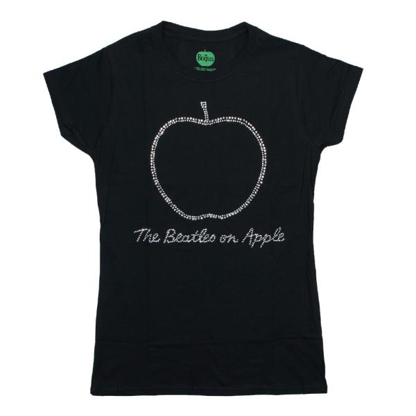 THE BEATLES ON APPLEApple Recordsのロゴとテキストがラインストーンで象られています。・100% Cotton・Black・Diamante・Official Licensed・Made in UK[WOMEN...