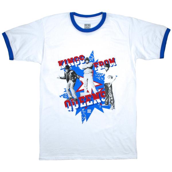 RUN DMC / KINGS FROM QUEENS・100% Cotton・White/Royal Blue・Ringer・Official Licensed・Made in UK[UNISEX]参考SIZE : 身幅 : 着丈Smal...