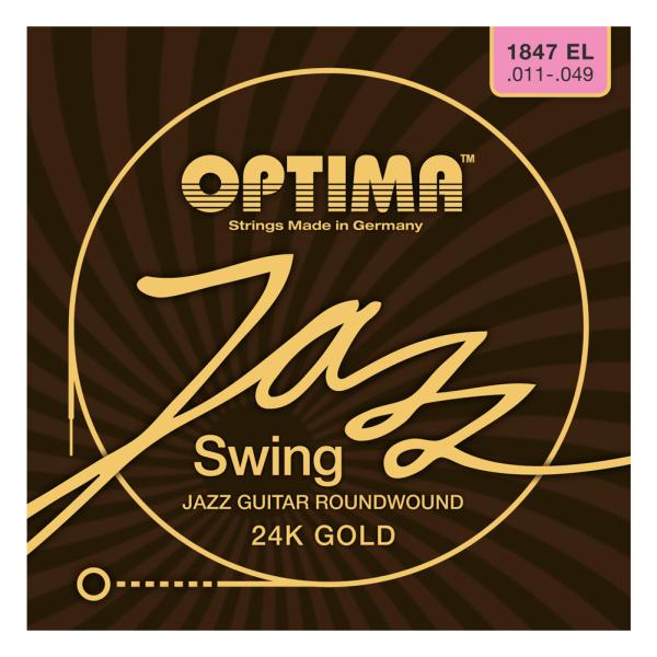 OPTIMA / JAZZ SWING 24K GOLD STRINGS SATZ EXTRA LIGHT [1847 EL] (.011-.049)ジャズギターのために特別に設計されたこの弦は、最上級の鋼材を用いドイツで手作りされています...