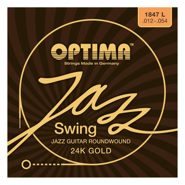 OPTIMA / JAZZ SWING 24K GOLD STRINGS SATZ LIGHT [1847 L] (.012-.054)ジャズギターのために特別に設計されたこの弦は、最上級の鋼材を用いドイツで手作りされています。ボールエンド...