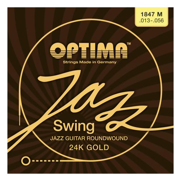 OPTIMA / JAZZ SWING 24K GOLD STRINGS SATZ MEDIUM [1847 M] (.013-.056)ジャズギターのために特別に設計されたこの弦は、最上級の鋼材を用いドイツで手作りされています。ボールエン...