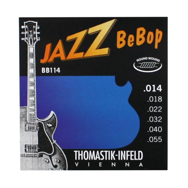 THOMASTIK-INFELD / JAZZ BEBOP BB114おそらく真にジャズ専用のラウンドワウンド弦と呼ばれるものはこの弦だけでしょう。JAZZ SWINGとは素材や構造の点で似ていますが、極細のニッケルの巻き線が弦の耐久性を向...