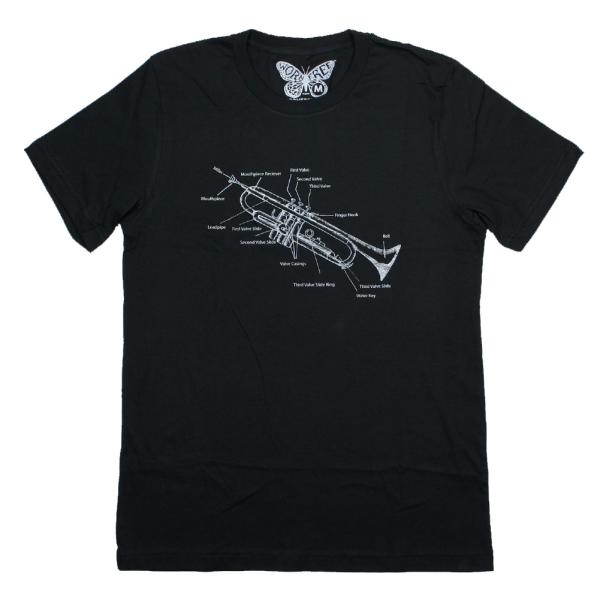 MILES DAVIS / TRUMPET PARTSトランペットの各部品名が描かれたデザイン。マウスピース部には20世紀で最も影響力のあった音楽家の1人"Miles"が添えられています。・100% Organic Cotton・Black...