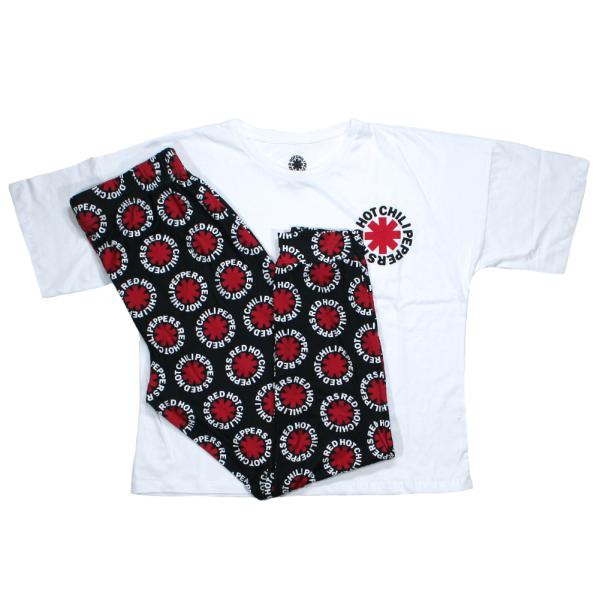 RED HOT CHILI PEPPERS / ASTERISK PYJAMAS・100% Cotton (Tops)・Polyester/Elastane (Bottoms)・White/Black・Women's・Official Li...