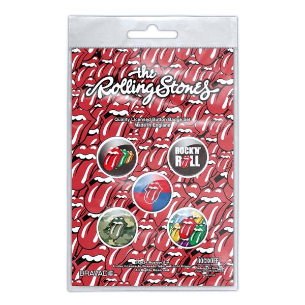 THE ROLLING STONES / ROCK 'N' ROLL BUTTON BADGE PACK・材質 : 金属/プラスチック・バッジサイズ : 直径25mm・5個セット(5デザイン、各1個)・Official Licensed・M...