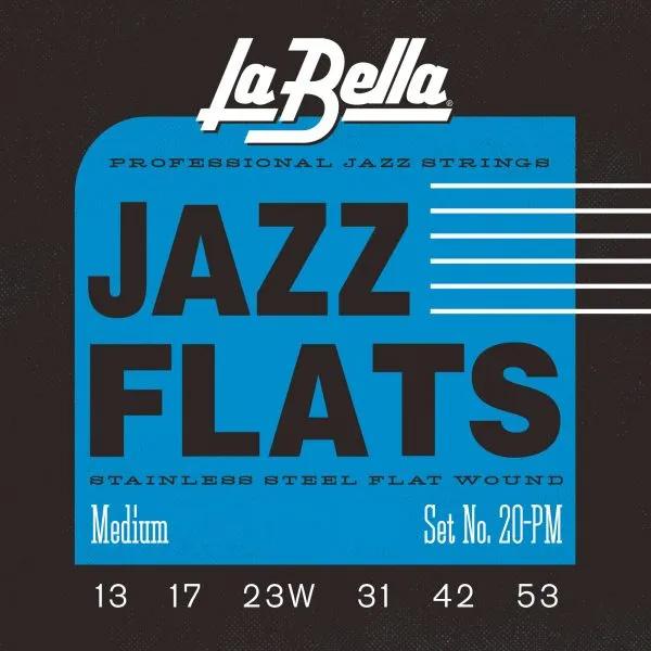 La Bella / 20PM Jazz Flats - Medium 13-53"La Bella Jazz Flats"はニューヨークの職人により1本ずつ手巻きされ、磨きあげられています。アンプで鳴らすことを前提に強磁性体で出力が増すよ...
