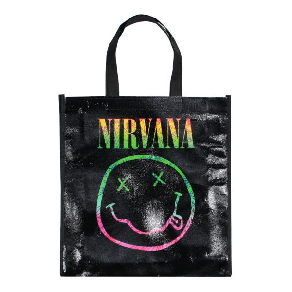 NIRVANA / SORBET RAY SMILEY・100% Biodegradable Polypropylene (不織布)・サイズ : 縦38cm, 横36cm, マチ10cm, ハンドル44cm・Double Sided Pri...