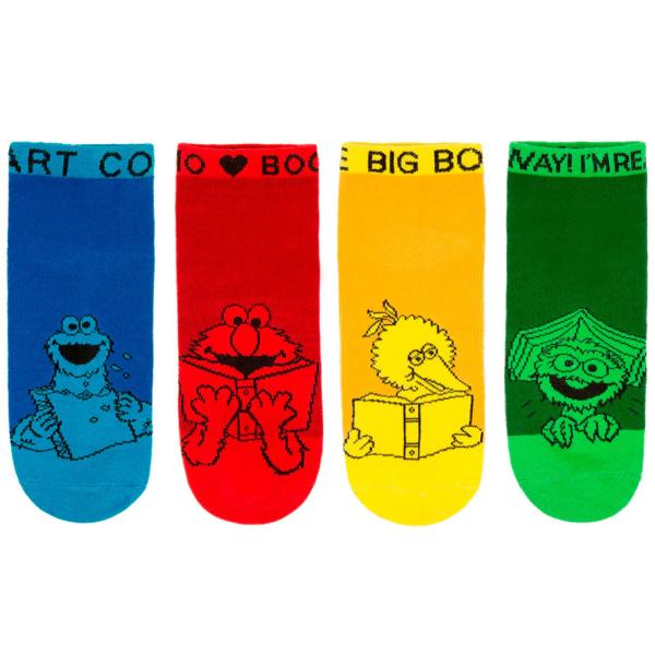 SESAME STREET / ADULT ANKLE SOCKSクッキーモンスター、エルモ、ビッグバード、オスカー・ザ・グラウチがデザインされた、セサミストリートのアンクルソックス4足セット！Sesame Street ankle soc...
