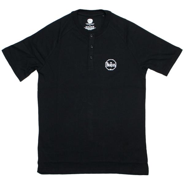 THE BEATLES / DRUM LOGO・60% Recycled Cotton, 40% Recycled Polyester・Raglan Sleeves・3 Button Henley Style Collar・Black・Ap...