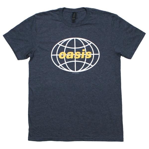 OASIS / GLOBE LOGO・65% Cotton, 35% Polyester・Soft-Style Cotton・Heather Navy・Oasis Merchandising Limited.・Official Licens...