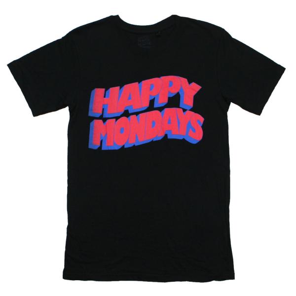 HAPPY MONDAYS / WAVY LOGOartwork by Central Station Design・100% Soft-Style Cotton・Black・Official Licensed・Made in UK[UNI...