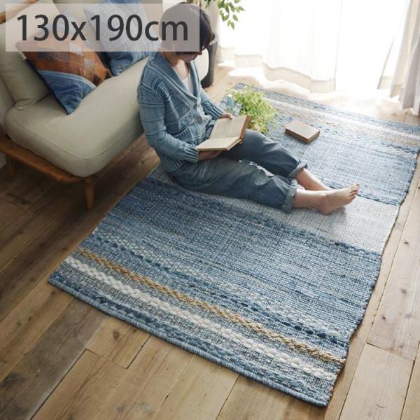 ユーズドデニムマット　『ヒンメル』素材:綿80％　ジュート20％裏面:なし生産国:インド梱包:折り畳みリメイクデニムのハンドメイド！ヴィンテージ・男前・西海岸風インテリアにオススメ！デニム ラグ ラグマット ラグカーペット おしゃれ 長方形...