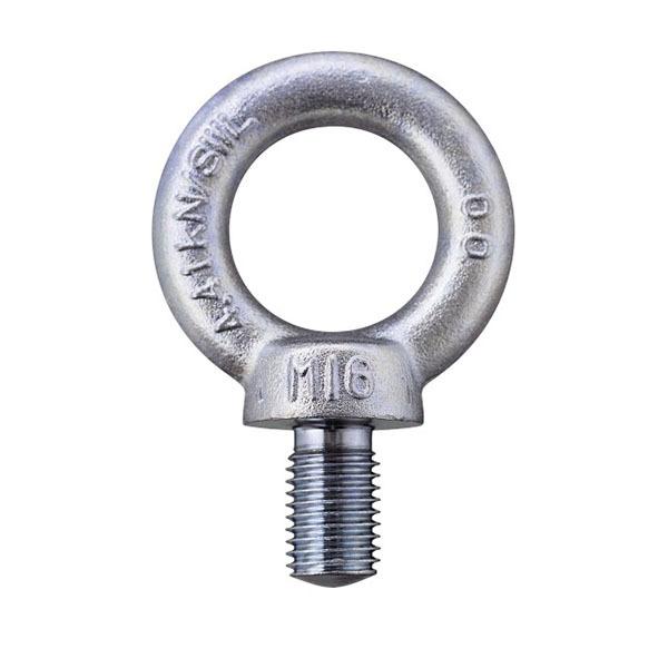 材質：SS400寸法はJIS B 1168-1994による※使用荷重は垂直吊りまたは2個で45゜吊り45度吊りの使用荷重は、ざぐりなどを施しボルトの座面が相手と密着し、2個のボルトのリングの向きが同一平面内にある場合に適用する。呼び：M42...