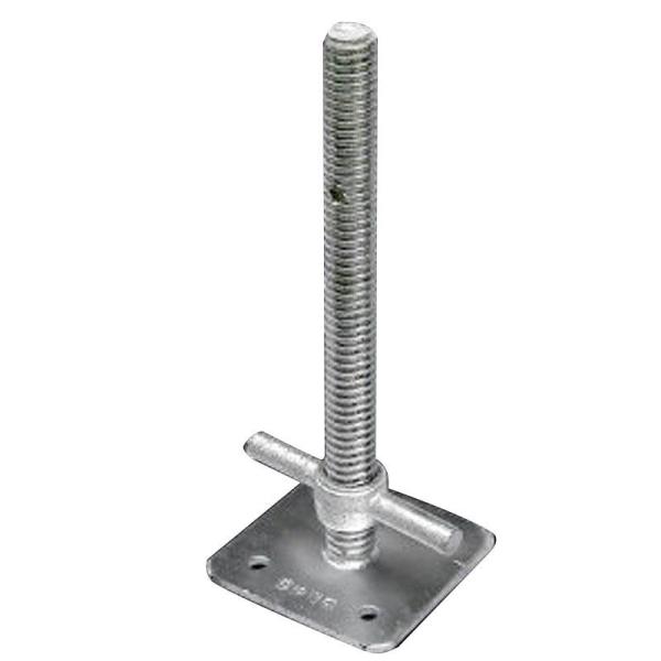 ●(社)仮設工業会認定品●建地の単管・パイプを固定するためのベース【仕様】ネジ棒長さ：約380ｍｍ質量：3.3kg表面処理：電気メッキネジ棒径：34φベース寸法：140ｍｍ × 140ｍｍベース穴径：12φ