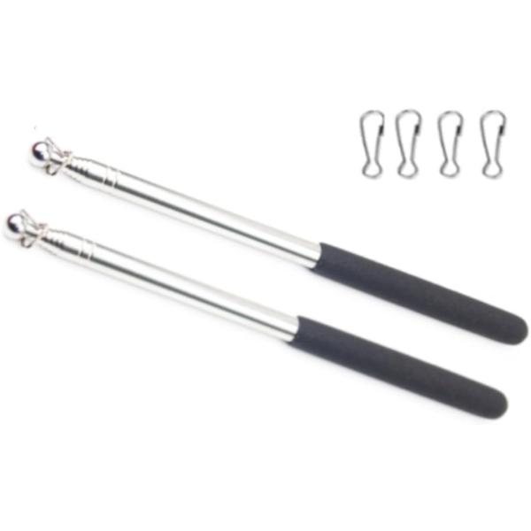 セット内容：伸縮棒2本　取り付け金具4個サイズ：約29cm伸ばせば約160cm　　重さ：約80g素材：ステンレス鋼ツアーをリードする旅行代理店や授業や会議用の指示棒などに