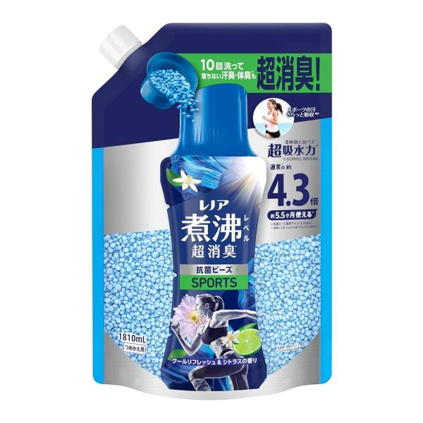 【製品について】ブランド Lenor レノアアイテム 1個 Lenor レノア 煮沸レベル超消臭 抗菌ビーズ SPORTS クールリフレッシュ&amp;シトラスの香り 詰め替え 1810mL P&amp;G内容量   1810mL原材料・成...