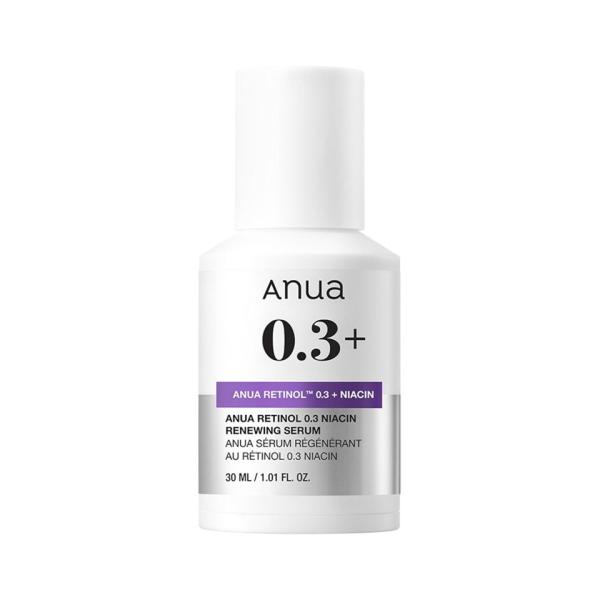 【製品について】ブランド ANUA アヌアアイテム ANUA アヌア レチノール 0.3 ナイアシンセラム 30ml レチノール美容液材質/成分表示 水、グリセレス-26、ナイアシンアミド、グリセリン、1,2-ヘキサンジオール、トリ(カプリ...