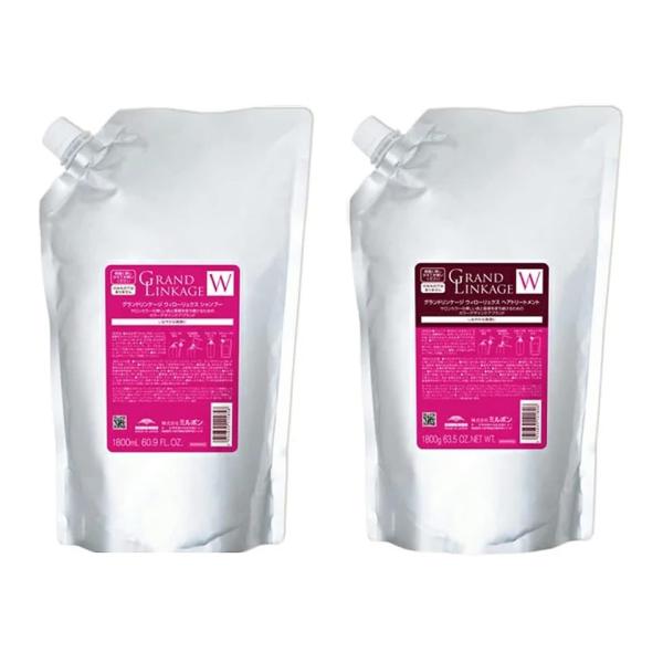 【製品について】ブランド　MILBON ミルボンアイテム　【セット】MILBON ミルボン グランドリンケージ ウィローリュクス シャンプー 1800mL + トリートメント 1800g 詰め替え しなやか(普通毛向け)内容量(約)　シャン...