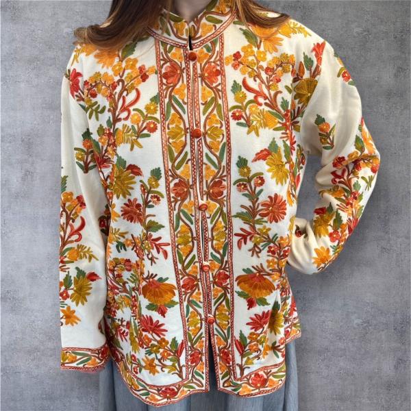 カシミール刺繍 チュニックワンピース ? オリジナルデザインの高品質ハンドメイドドレス**  1か月以上かけて制作しております。伝統技法が織りなす、唯一無二の華やかさ。**  インド・カシミール州の職人が、一針一針丁寧に仕上げた**手刺繍の...