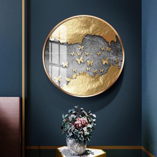 ■金箔調のラグジュアリーアートパネル■商品説明直径60cm、厚み4.3cmの立体感ある仕様が豪華な印象を与える、アートパネルです。HDキャンバスとHDマイクロスプレーを使用して描かれた美しいデザインは色あせることなく長く楽しめます。高級感を...